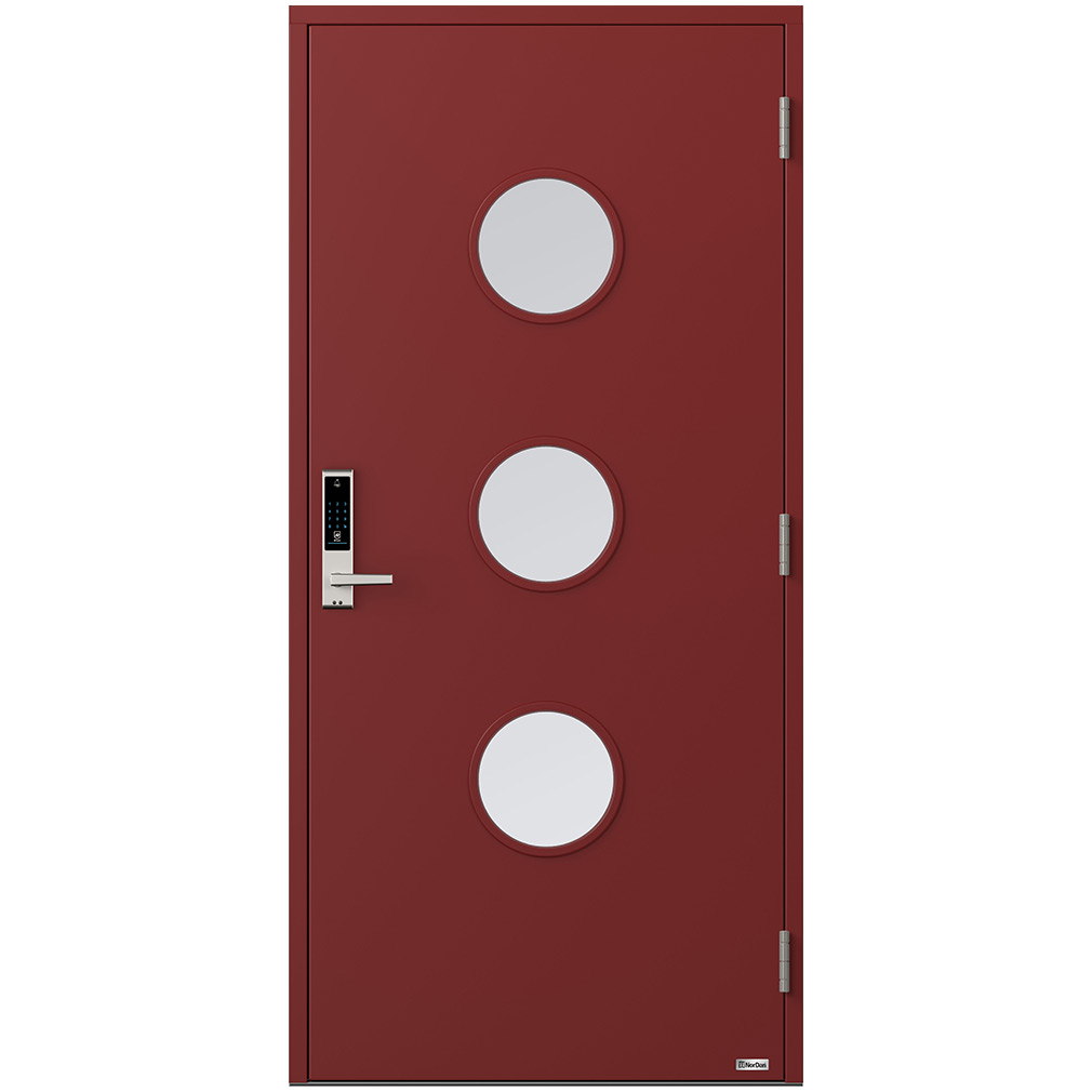 Ytterdør NorDan Planeten 836G3 BxH: 100x200 cm, Venstre, Rød RAL 3011 - 43607317_RAL 3011_ID