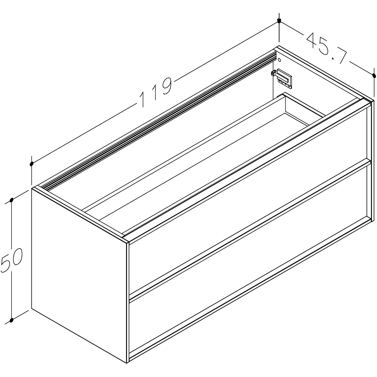 Benkeskap Korsbakken Bad Home B120 Eik, Bredde: 1200 mm - 180546120