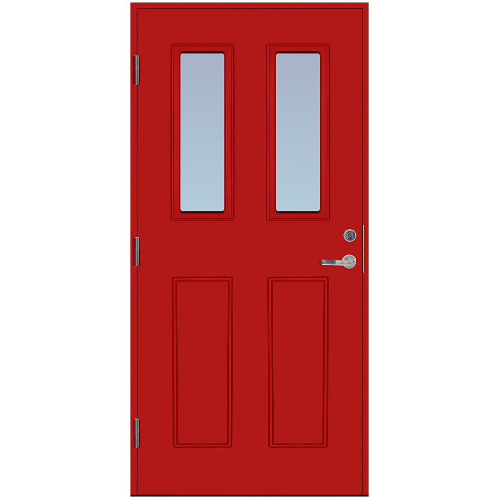 Ytterdør Scandidoor Knut BxH: 9x20 Rød cm, Venstrehengt Klart Glass - 73715