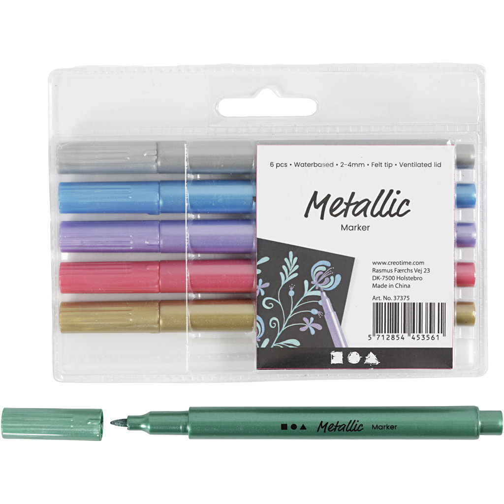 Tusj Creativ Company Metallicfarger 2-4 mm 6 st - 37375