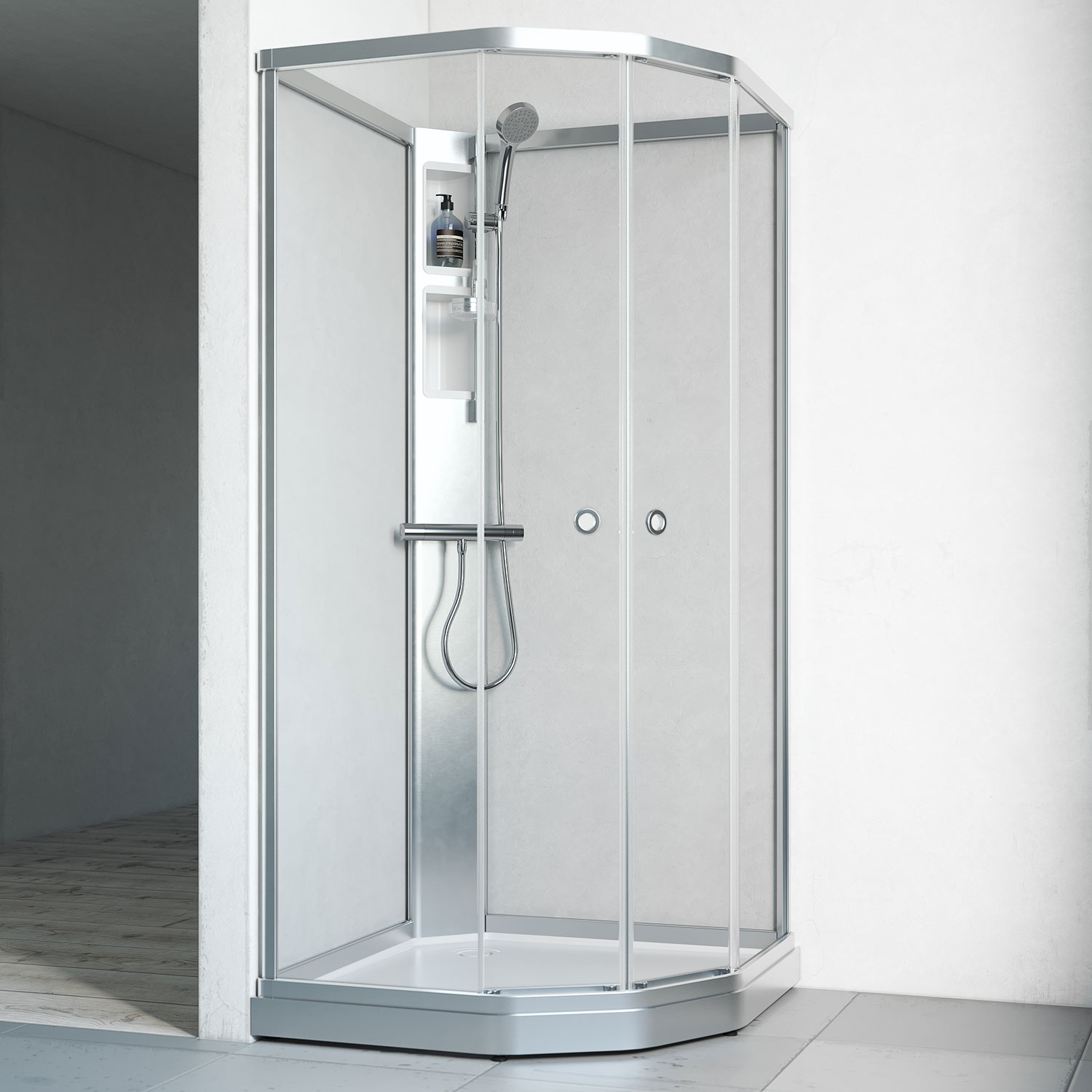 Dusjkabinett Macro Design Flow Semi med Armatur 910x710x2020 mm, Matt ...