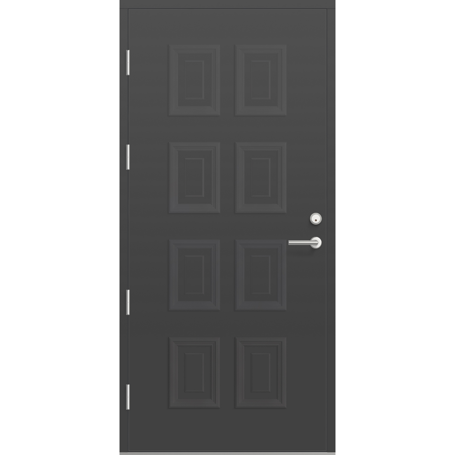 Ytterdør Bygg1 Fjord 01 BxH: 90x190 cm, Venstre, NCS S-7500-N, Mørk Grå ...