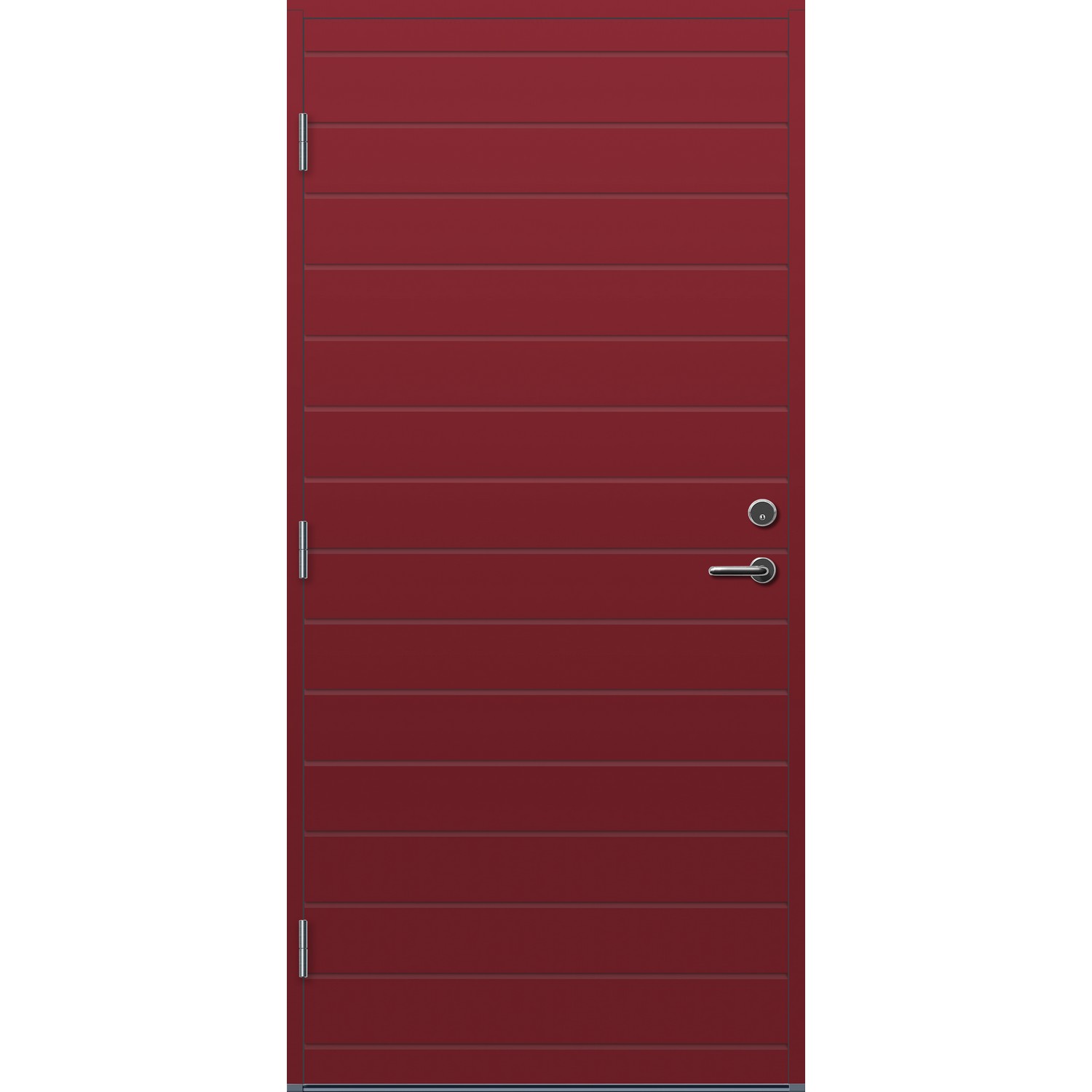 Ytterdør Bygg1 Knarvik BxH: 100x200 cm, Venstre, NCS S-4050-R, Mørk Rød ...