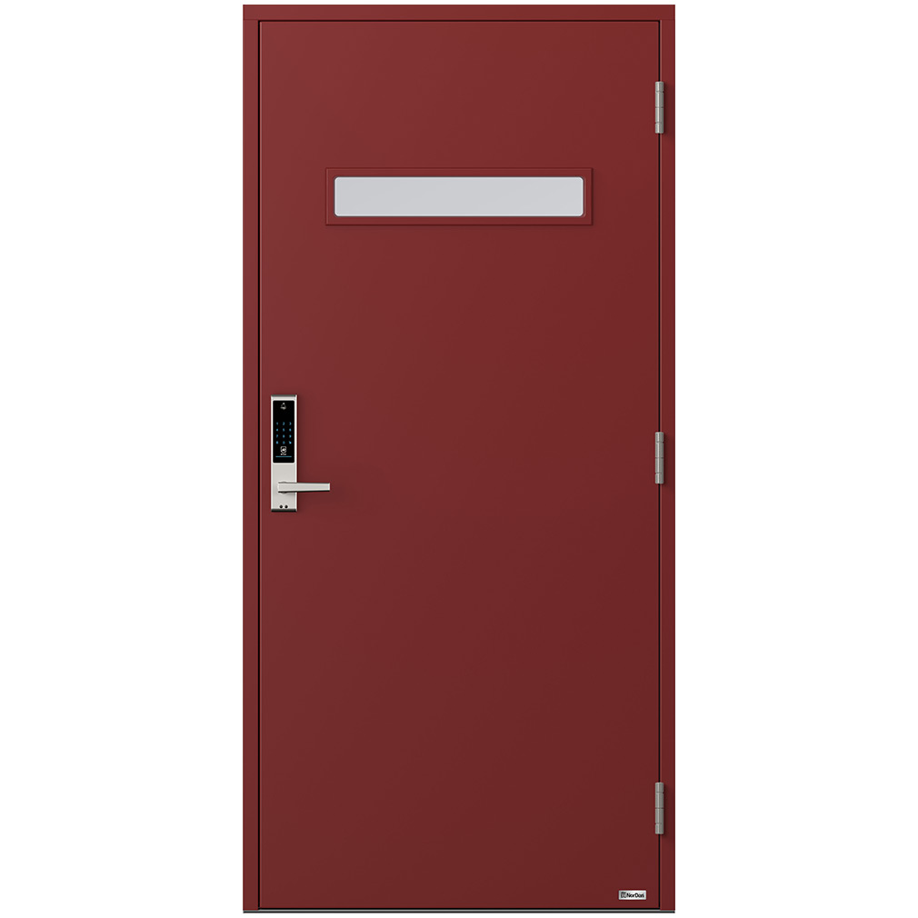Ytterdør NorDan Kometen 898G BxH: 90x210 cm, Høyre, Rød RAL 3011 ...