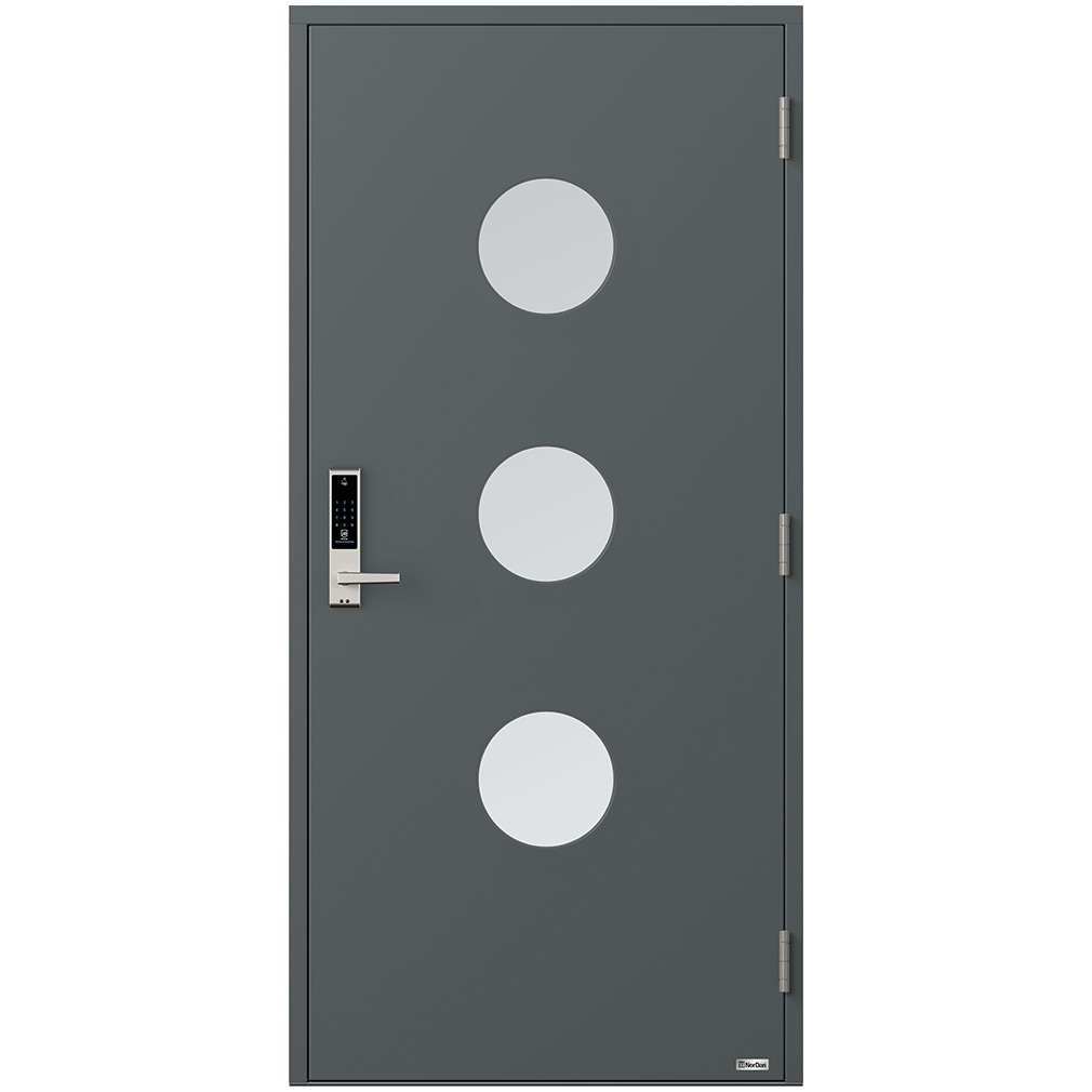 Ytterdør NorDan Måna 3 Design BxH: 110x210 cm, Høyre, Grå NCS RAL 7012 ...