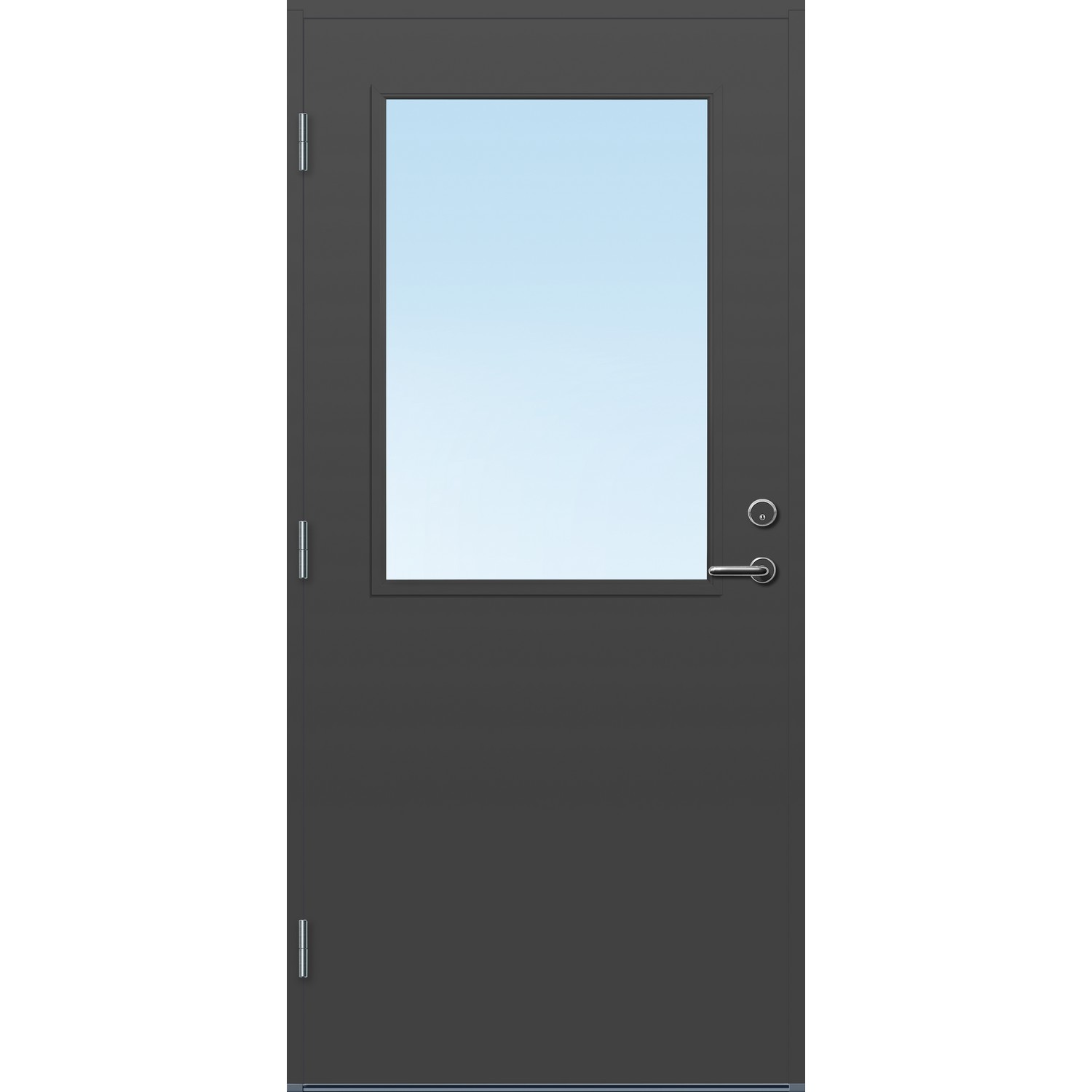 Ytterdør Bygg1 Sande BxH: 100x190 cm, Høyre, NCS S-7500-N, Mørk Grå ...