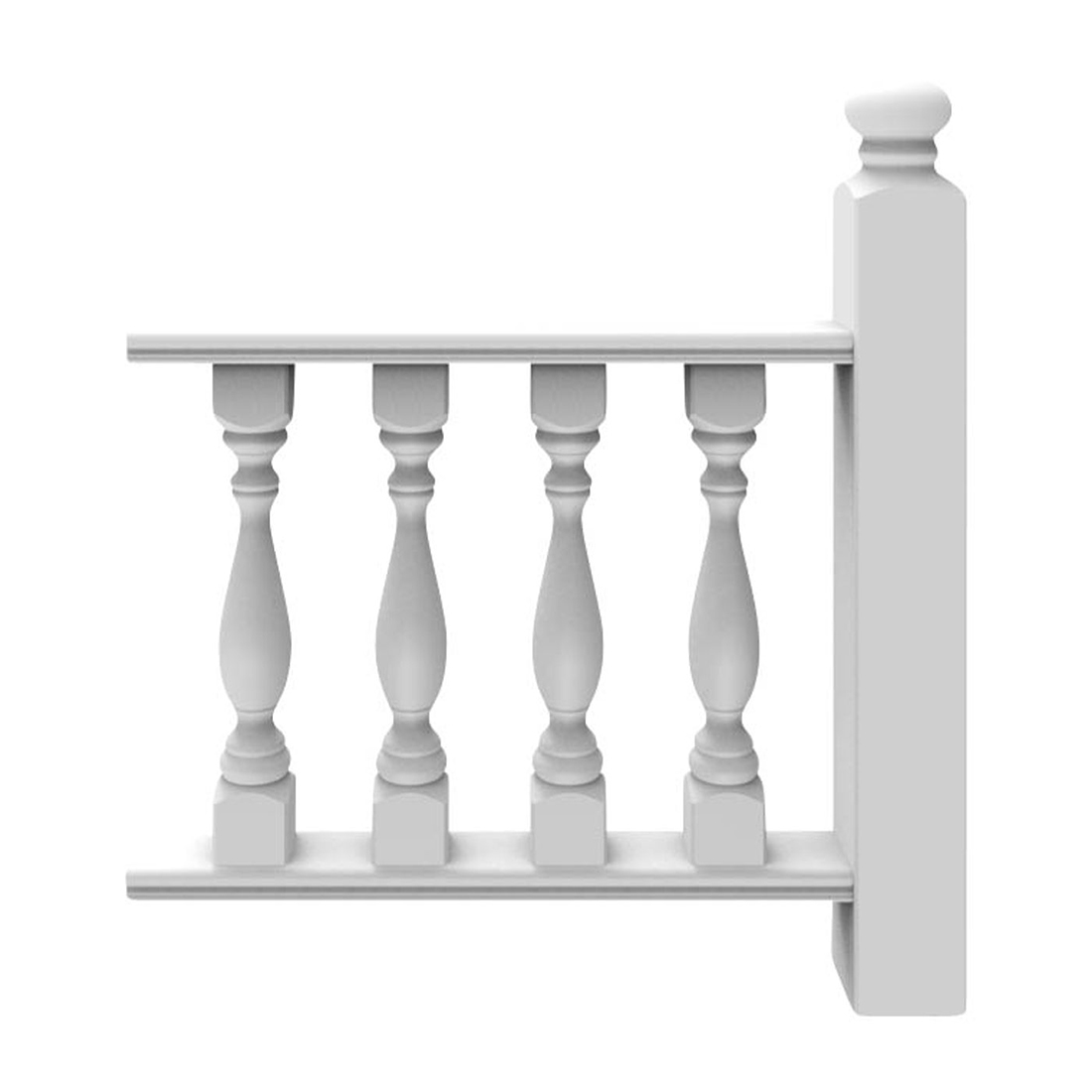 Stolpe Jabo med Knott Hvit, 155 mm - 26086