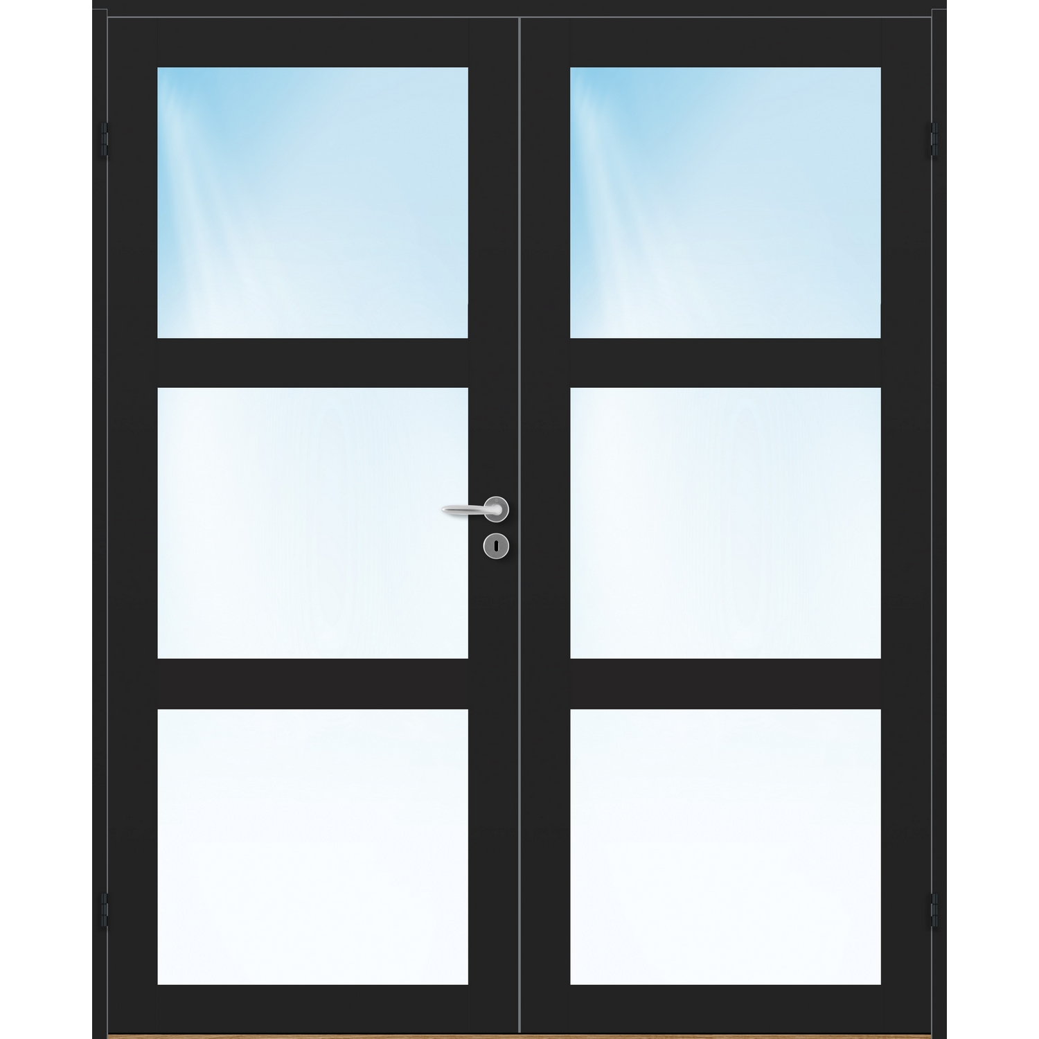 Tofløyet Dør Bygg1 Base 3 Klarglass BxH: 193x210 (dørbladmål: 92,5+92 ...