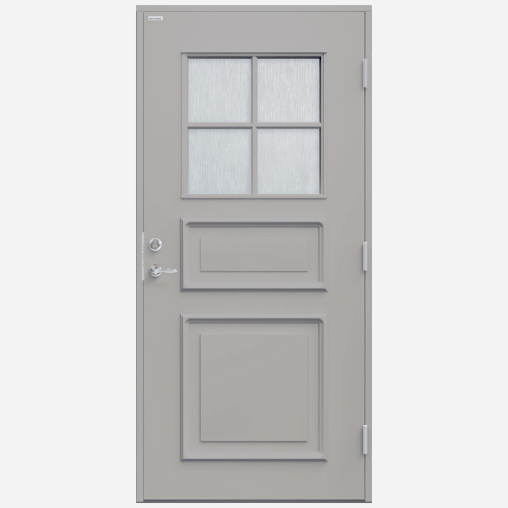 Ytterdør Diplomat Elvira Cotswold Glass BxH: 100x210 cm, Lysegrå S3502 ...